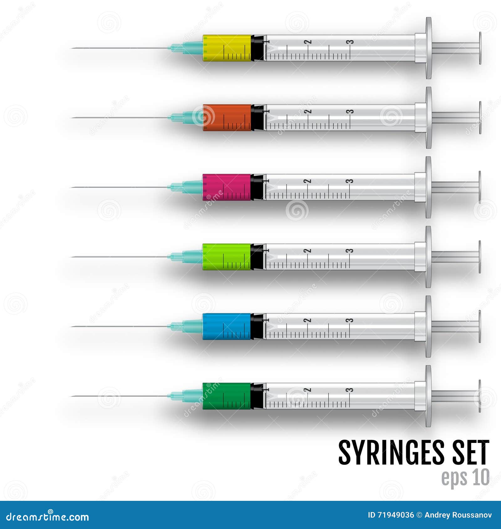 Realistic Vector Syringes with Colored Liquid. Syringe Vector Se Stock ...