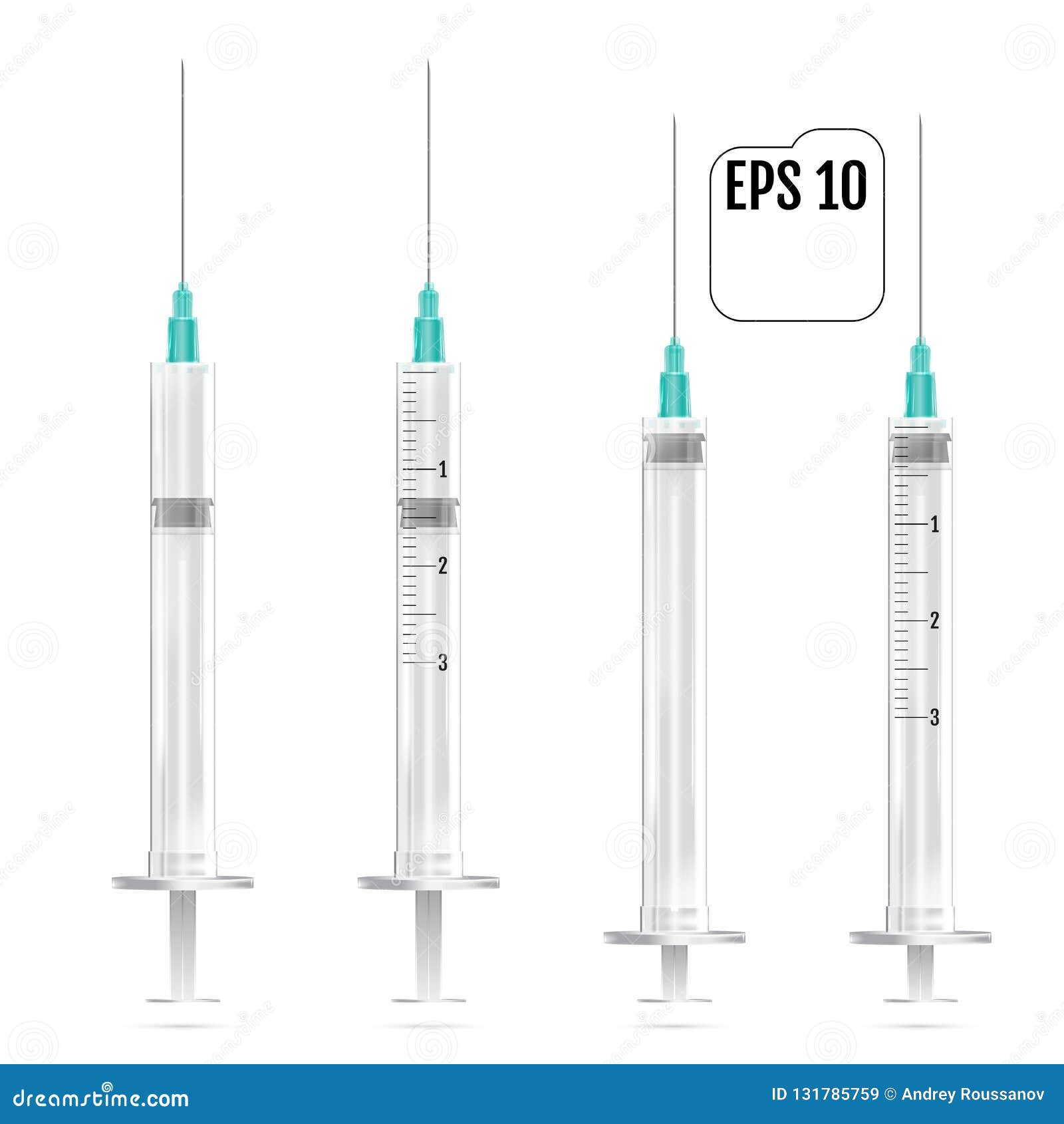 Realistic Vector Syringes Isolated on White Background Stock Vector ...