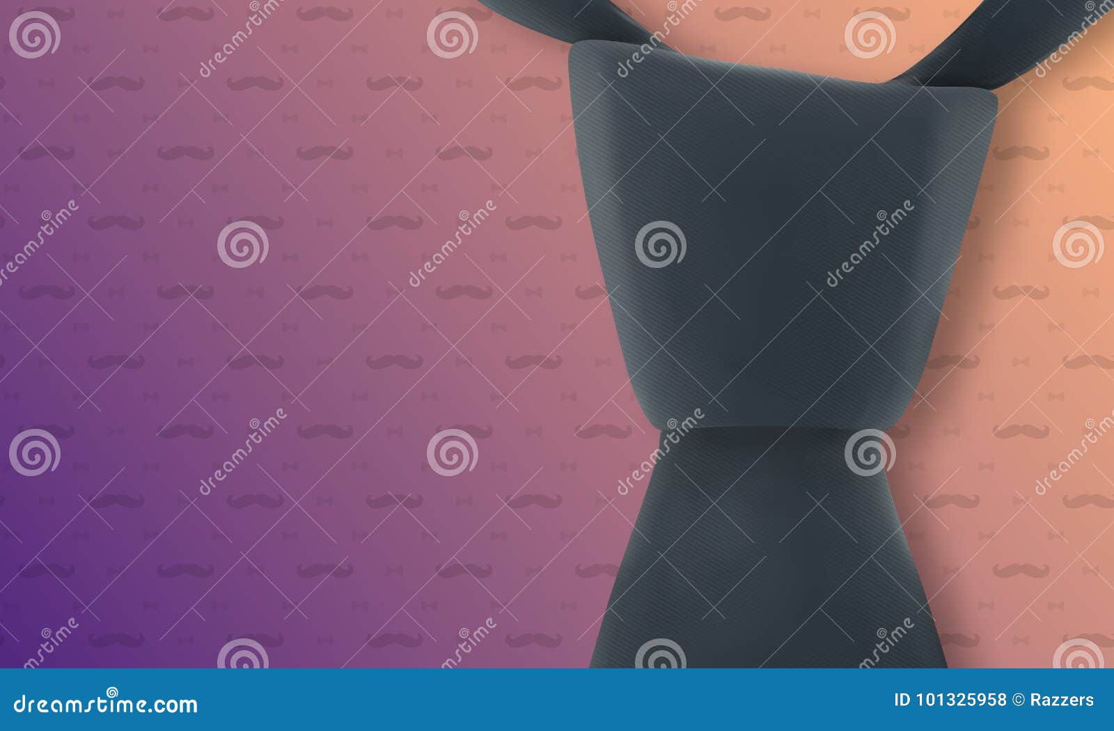 Realistic Vector Tie. Classic Black Neck Tie on Moustache Pattern ...