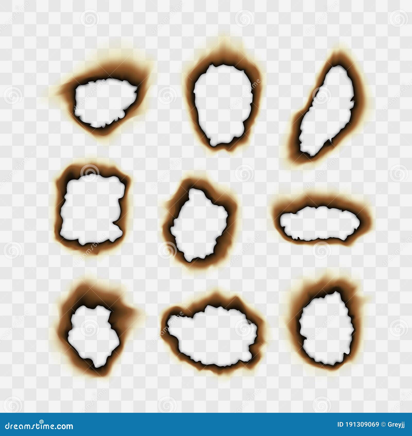 Realistic Vector Transparent Burned Paper Holes Stock Vector ...