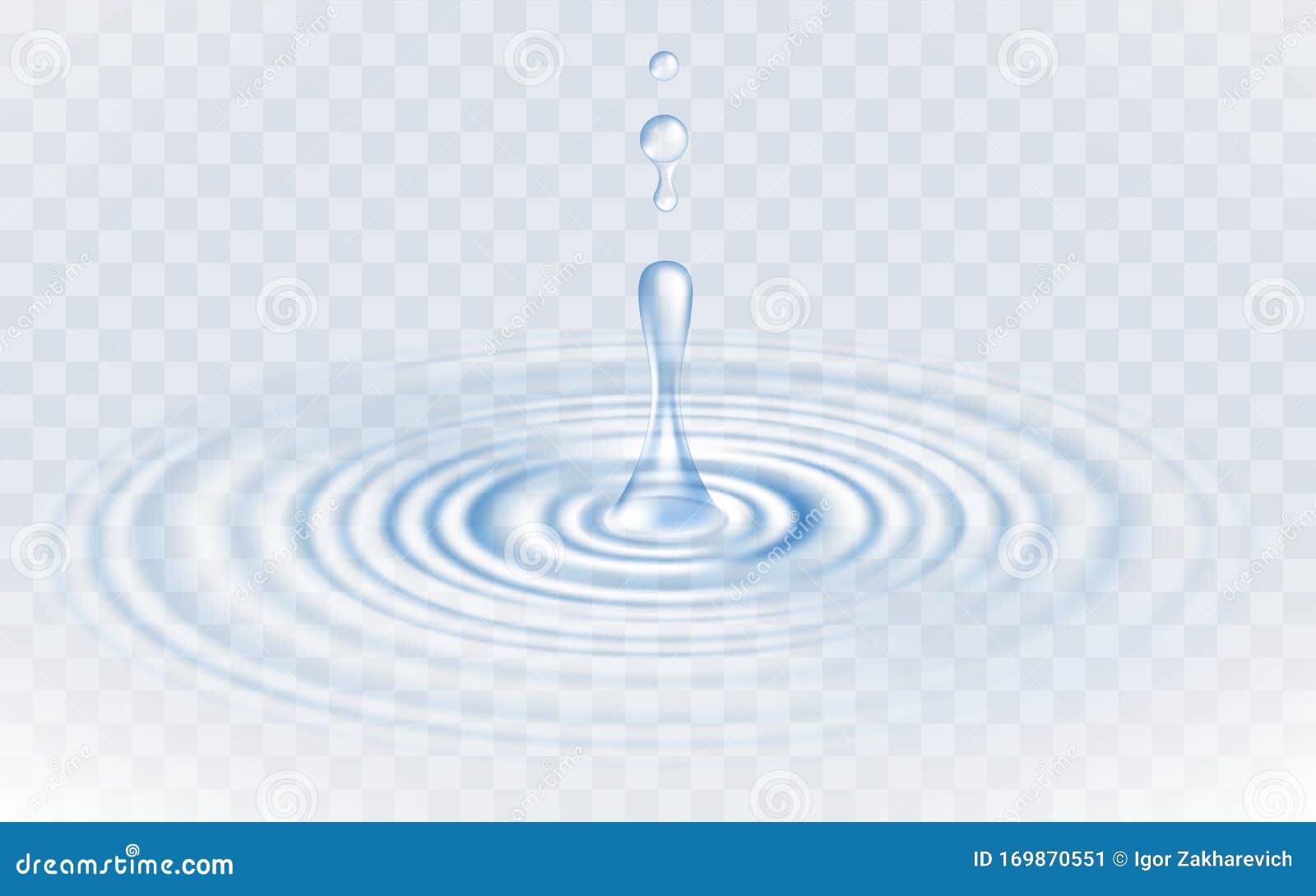 Realistic Vector Transparent Drops and Circle Ripple on the Water Stock ...