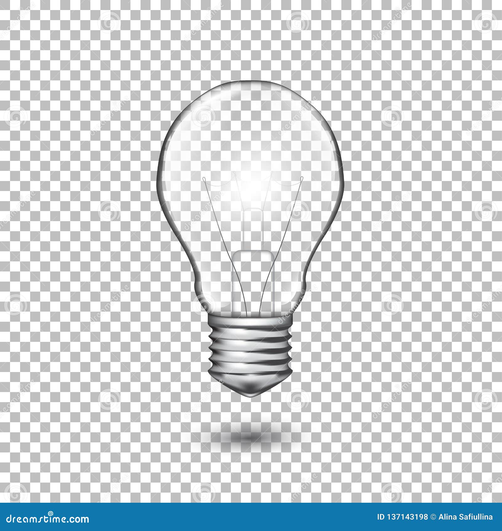 Realistic Vector Transparent Light Bulb Stock Illustration ...