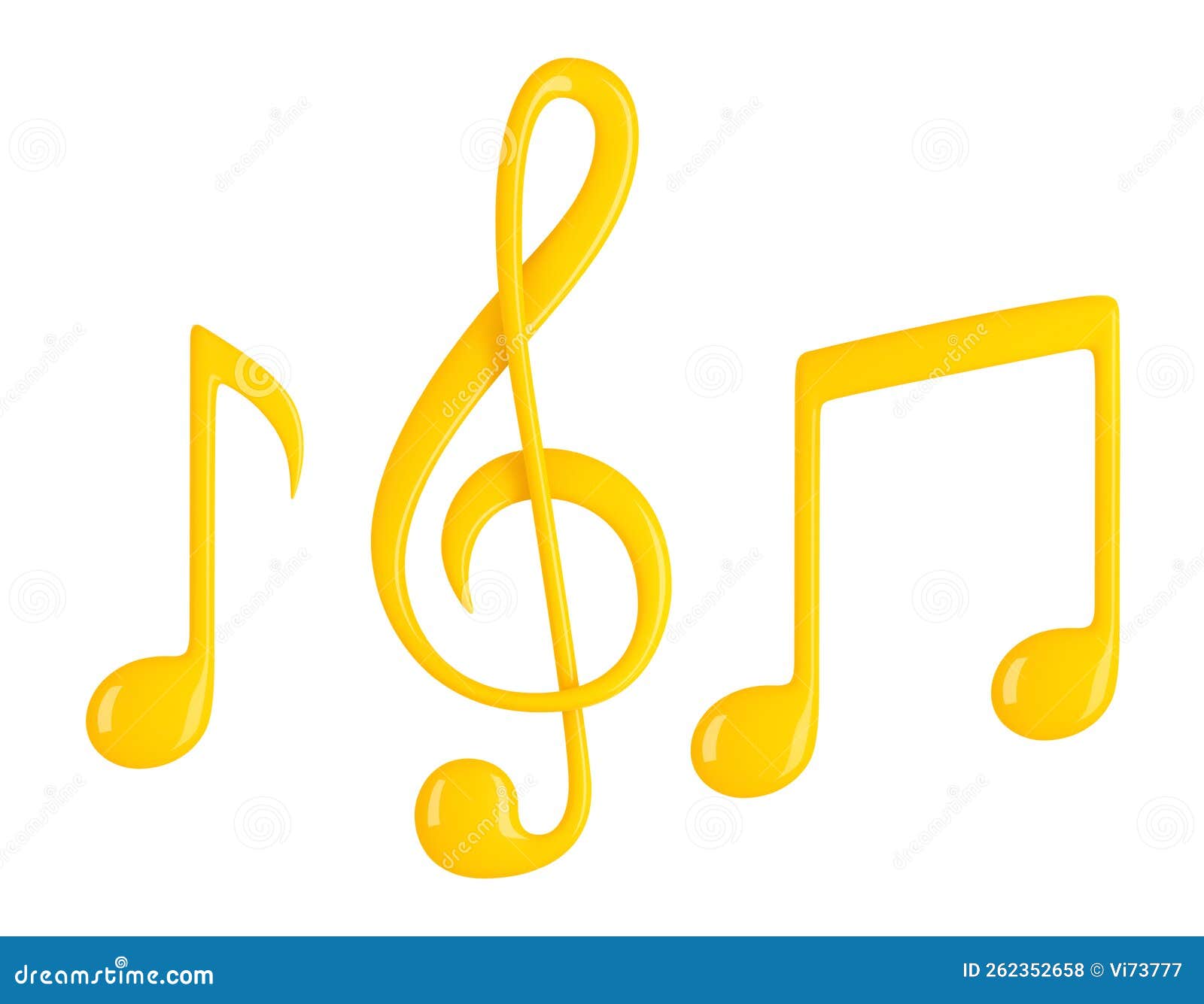 Realistic Vector Treble Clef and Music Notes. 3D Yellow Music Symbols ...