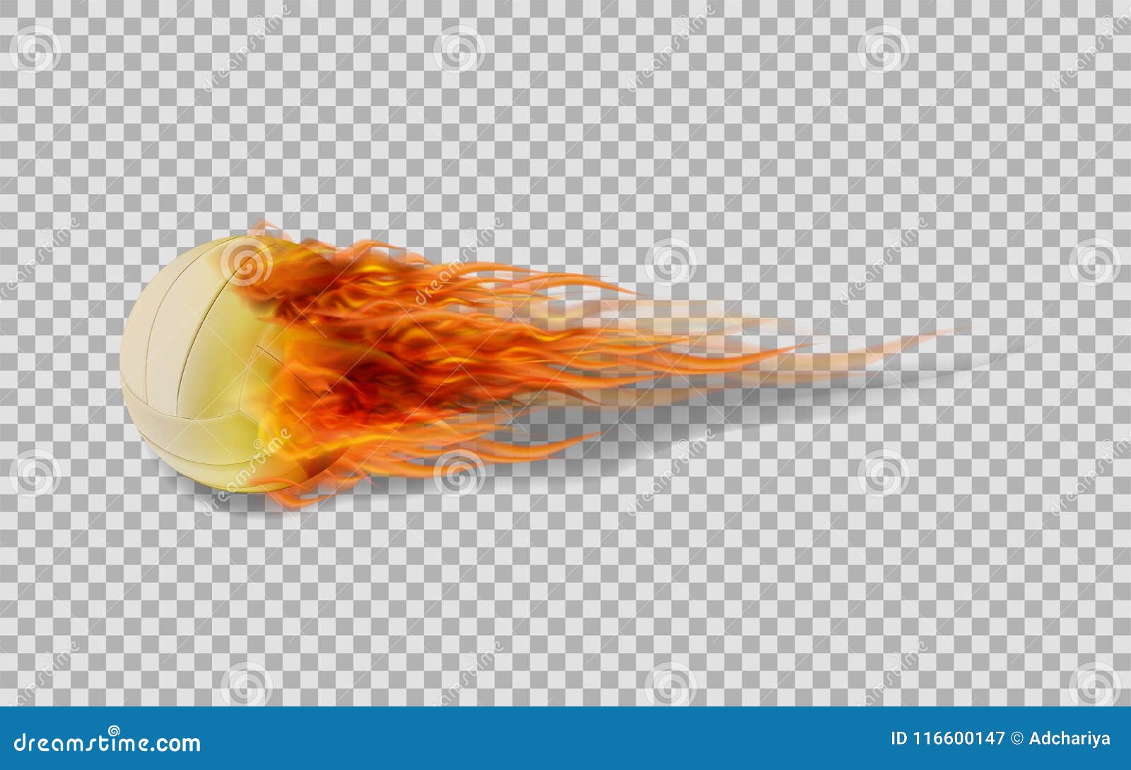 Realistic Vector Volleyball in Fire on Transparent Background. Stock ...