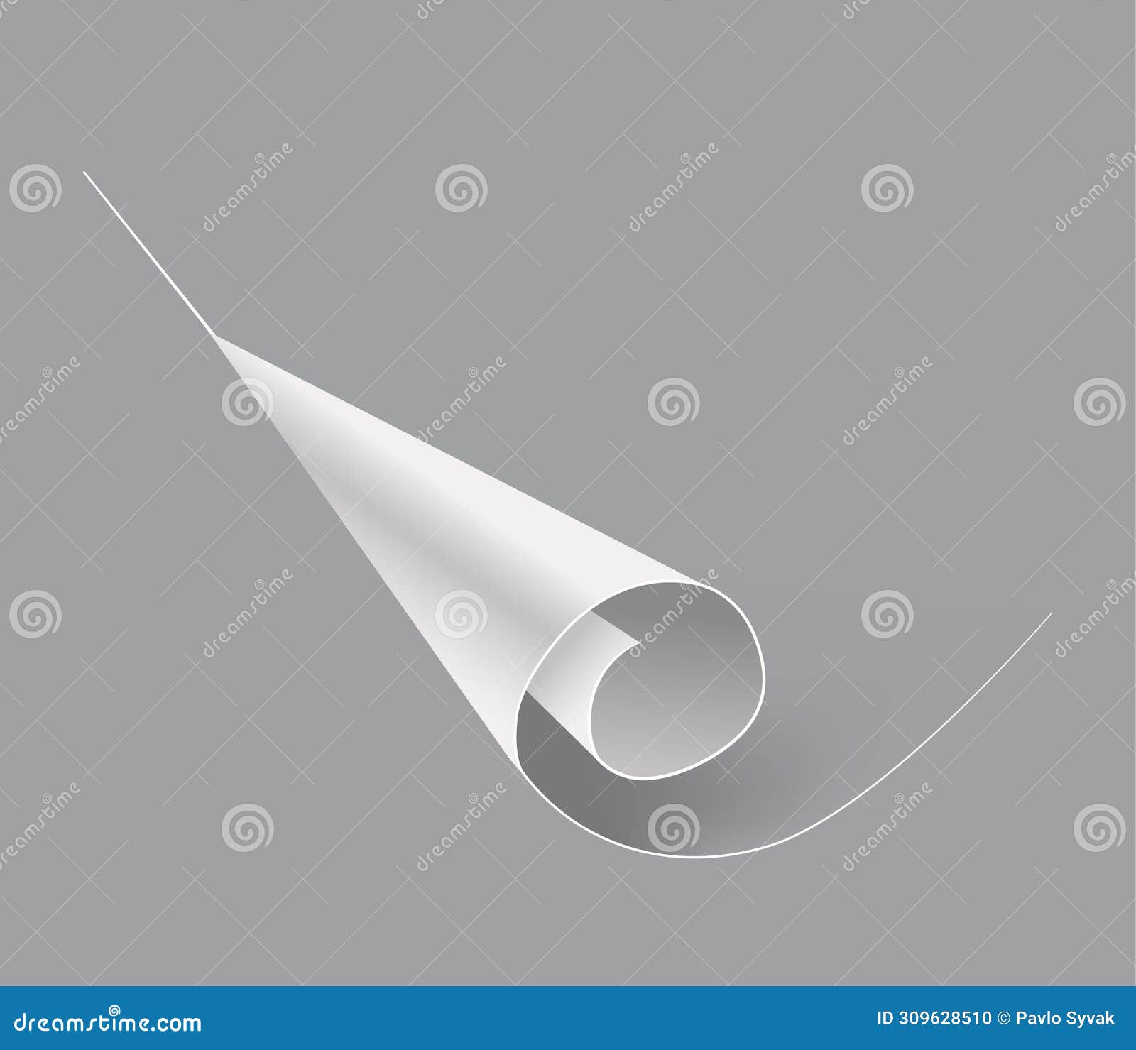 Realistic Vector White Document Page with Curled Corner. Rolled Wrap ...