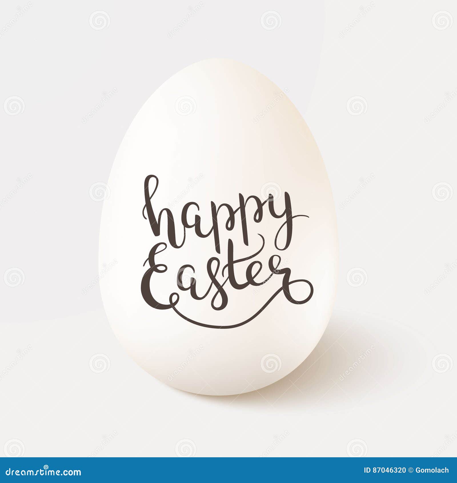 Realistic Vector White Single Chicken Egg with Lettering Happy Easter ...