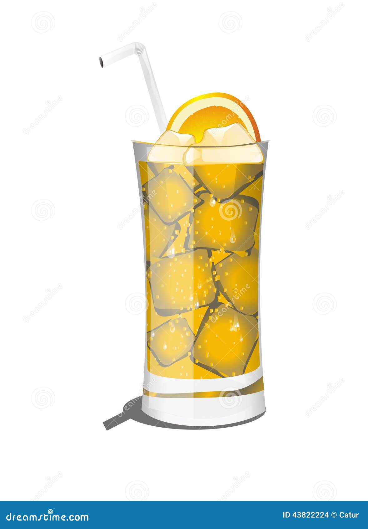 Yellow Cocktail In A Glass Goblet On A High Leg. Vector Illustration On ...