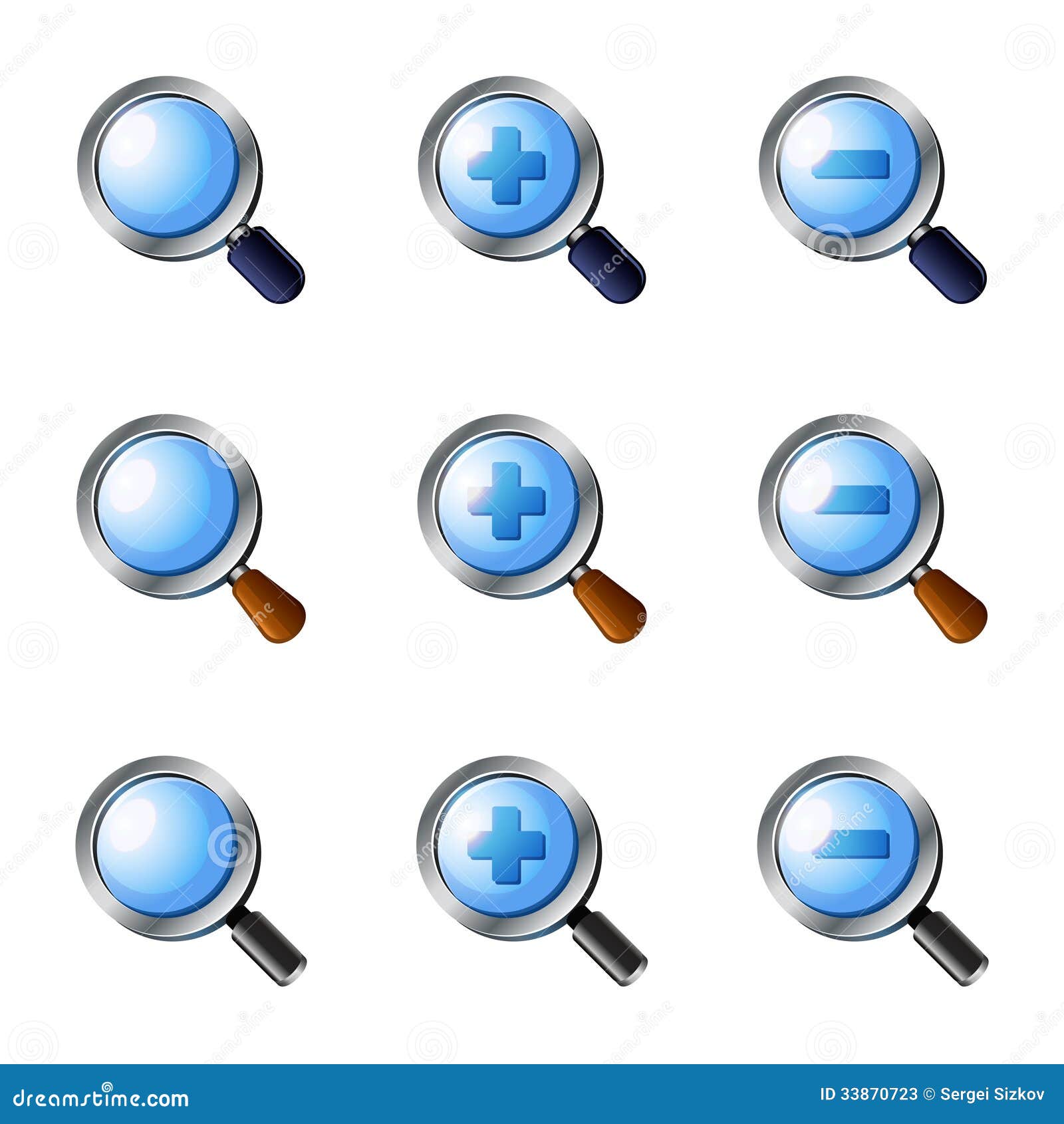 Realistic Vector Zoom Icons Set Stock Vector - Illustration of ...