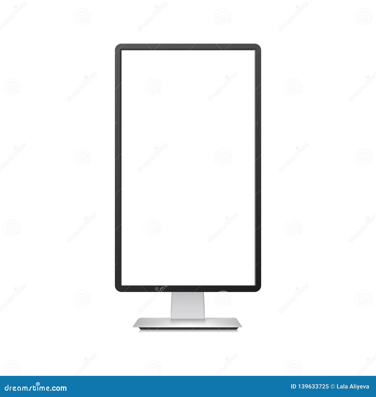 Realistic Vertical TV Monitor Mockup with White Screen. Vector. Stock ... Realistic Vertical TV Monitor Mockup with White Screen. Vector. Stock ...