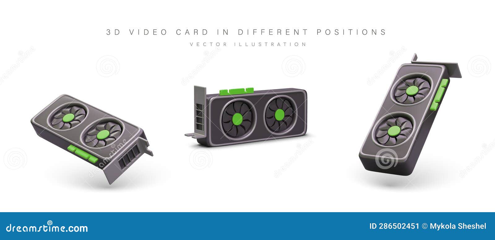 Realistic Video Card, Display Adapter. Object in Different Positions ... Realistic Video Card, Display Adapter. Object in Different Positions ...