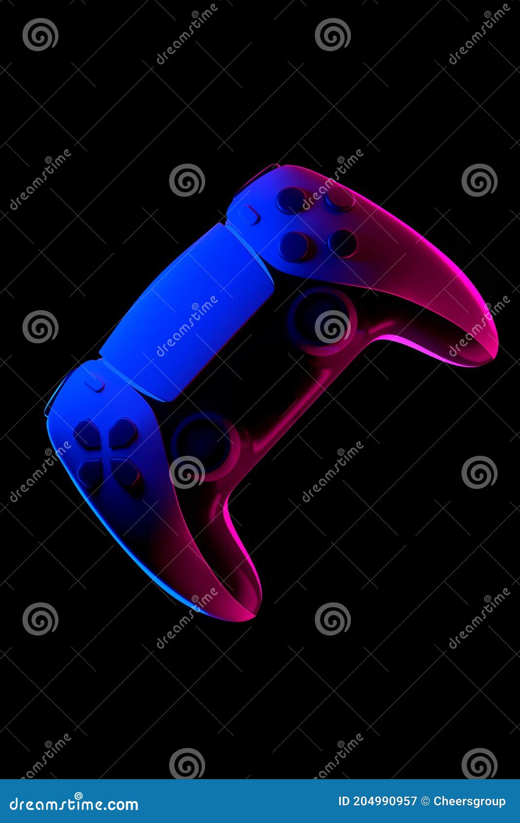 Realistic Video Game Controller in Neon Lights on Black Noir Background ...