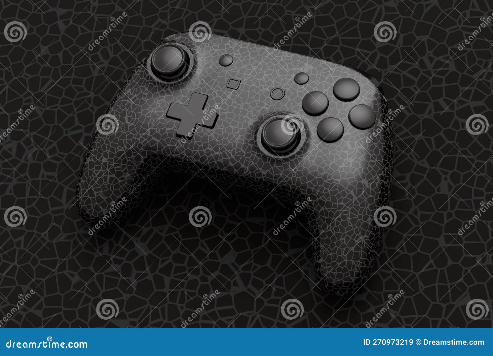 Realistic Video Game Joystick with Black Chrome Texture Isolated on ...