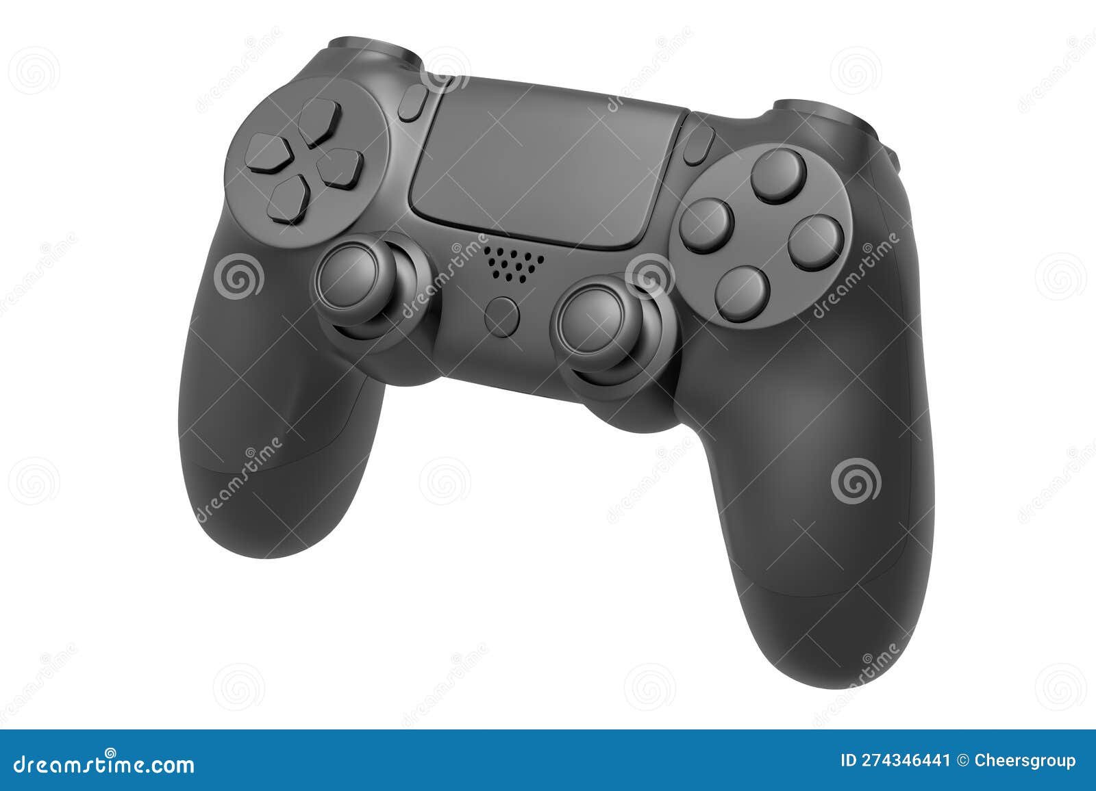 Realistic Video Game Joystick with Black Chrome Texture Isolated on ...