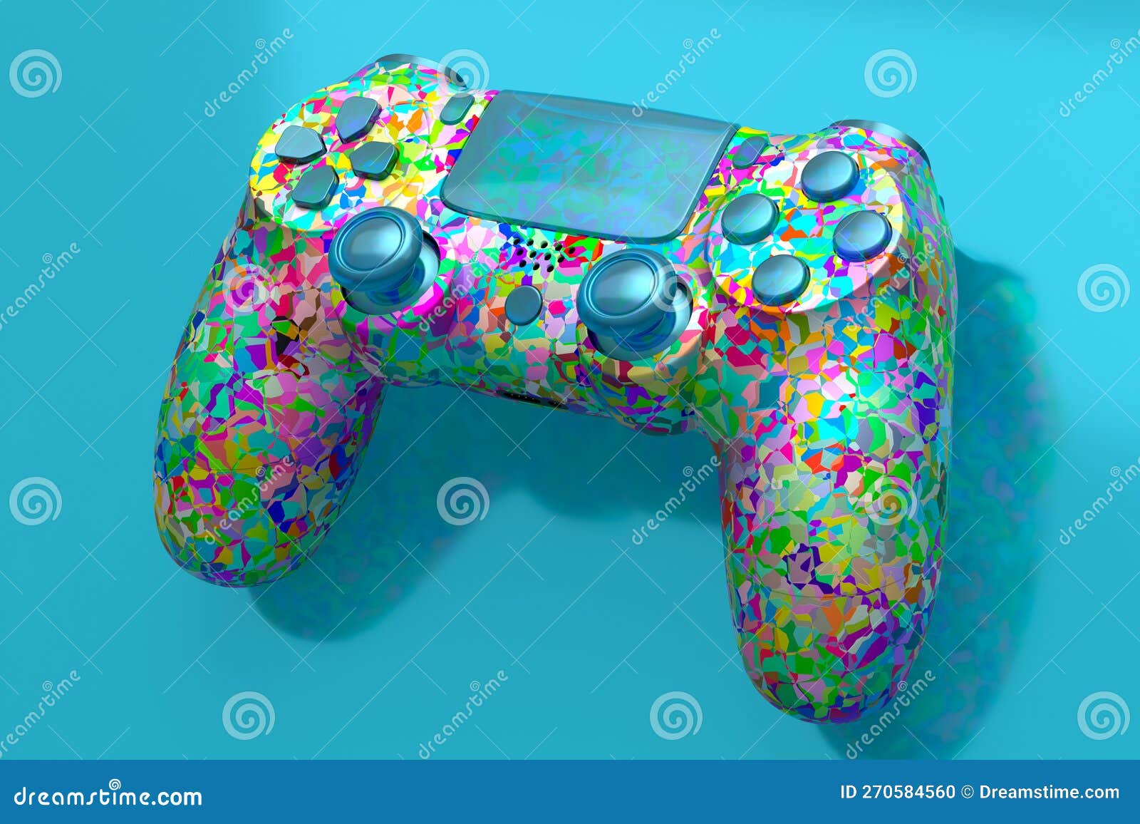 Realistic Video Game Joystick with Mosaic Pattern on Multicolor ...