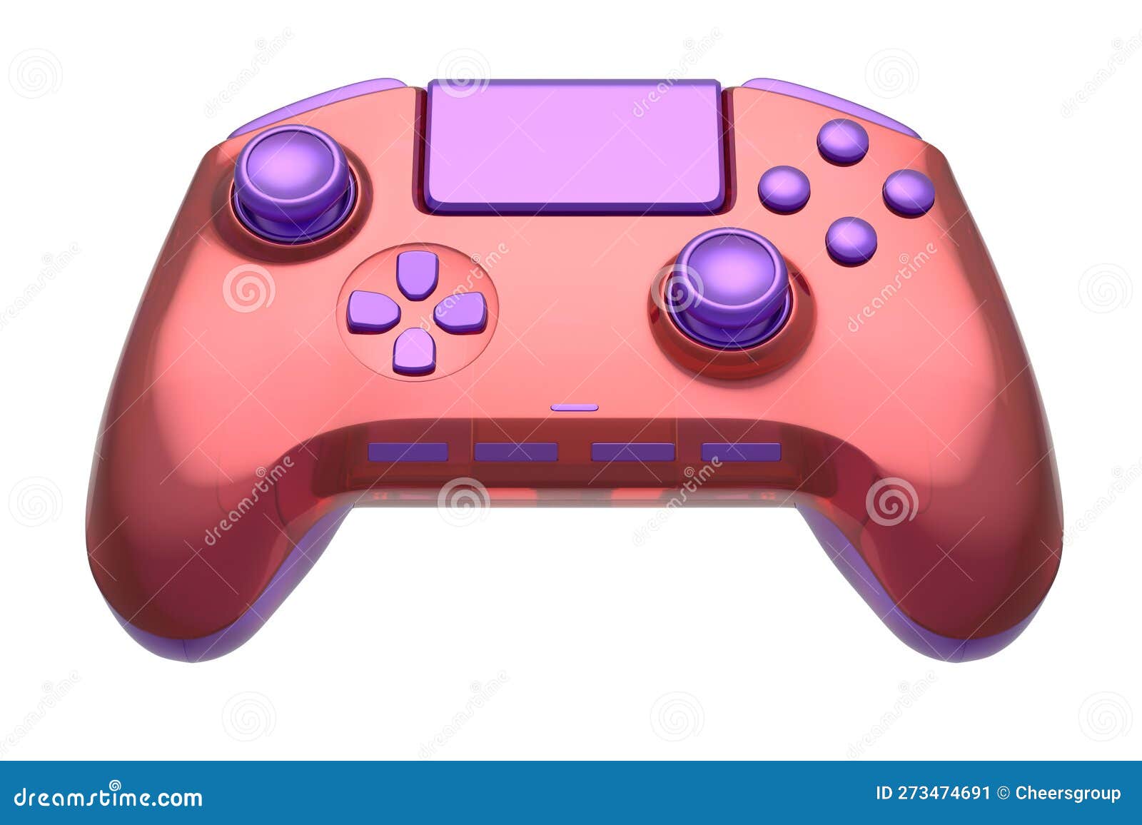 Realistic Video Game Joystick with Violet Chrome Texture Isolated on ...