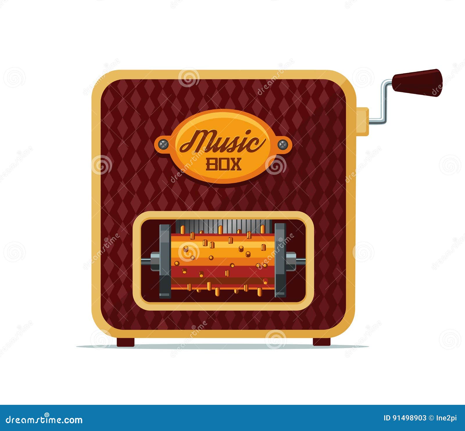 Realistic Vintage Music Box. Isolated on White Stock Vector ...