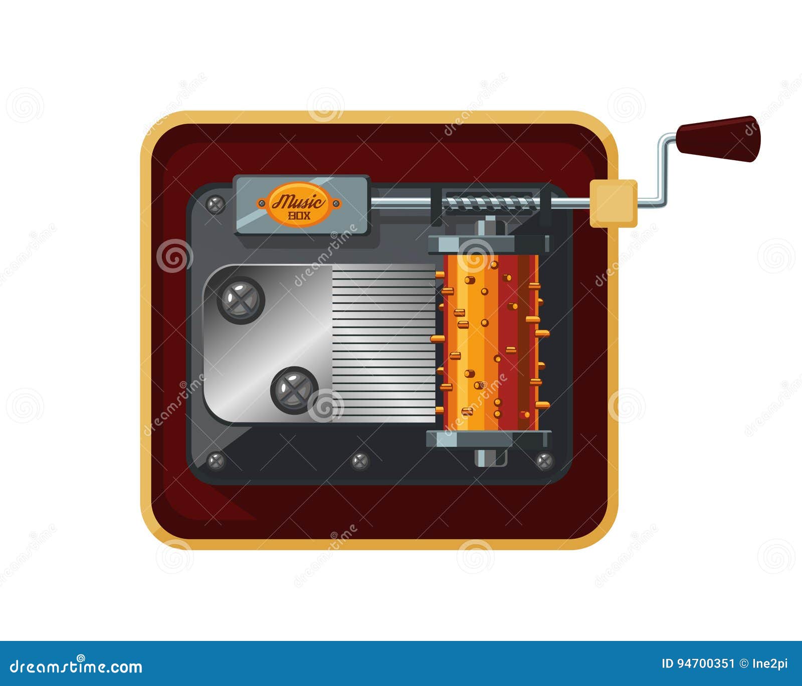 Realistic Vintage Music Box. Isolated on White Stock Vector ...