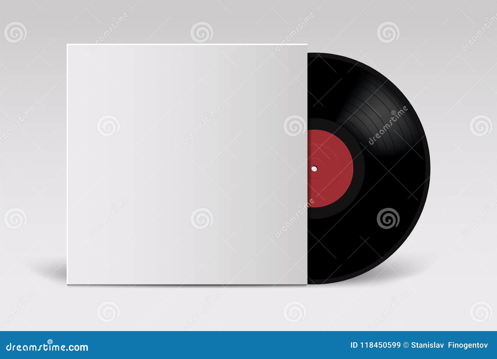 Realistic Vinyl Record with Cover Mockup. Retro Design. Front View ...