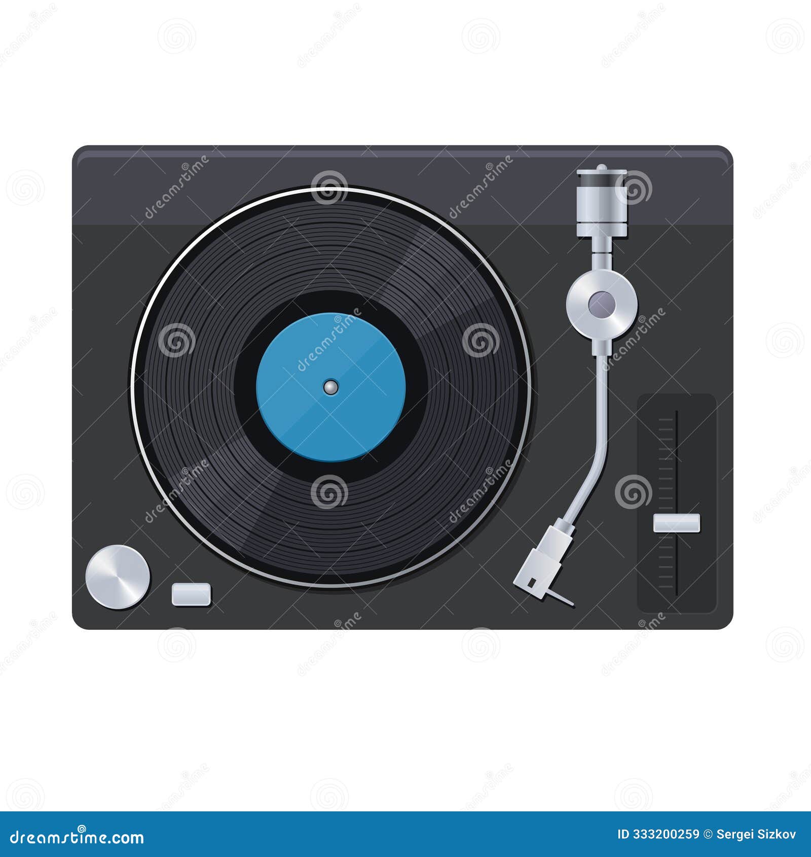 Realistic Vinyl Record Player. Top View Stock Illustration ...