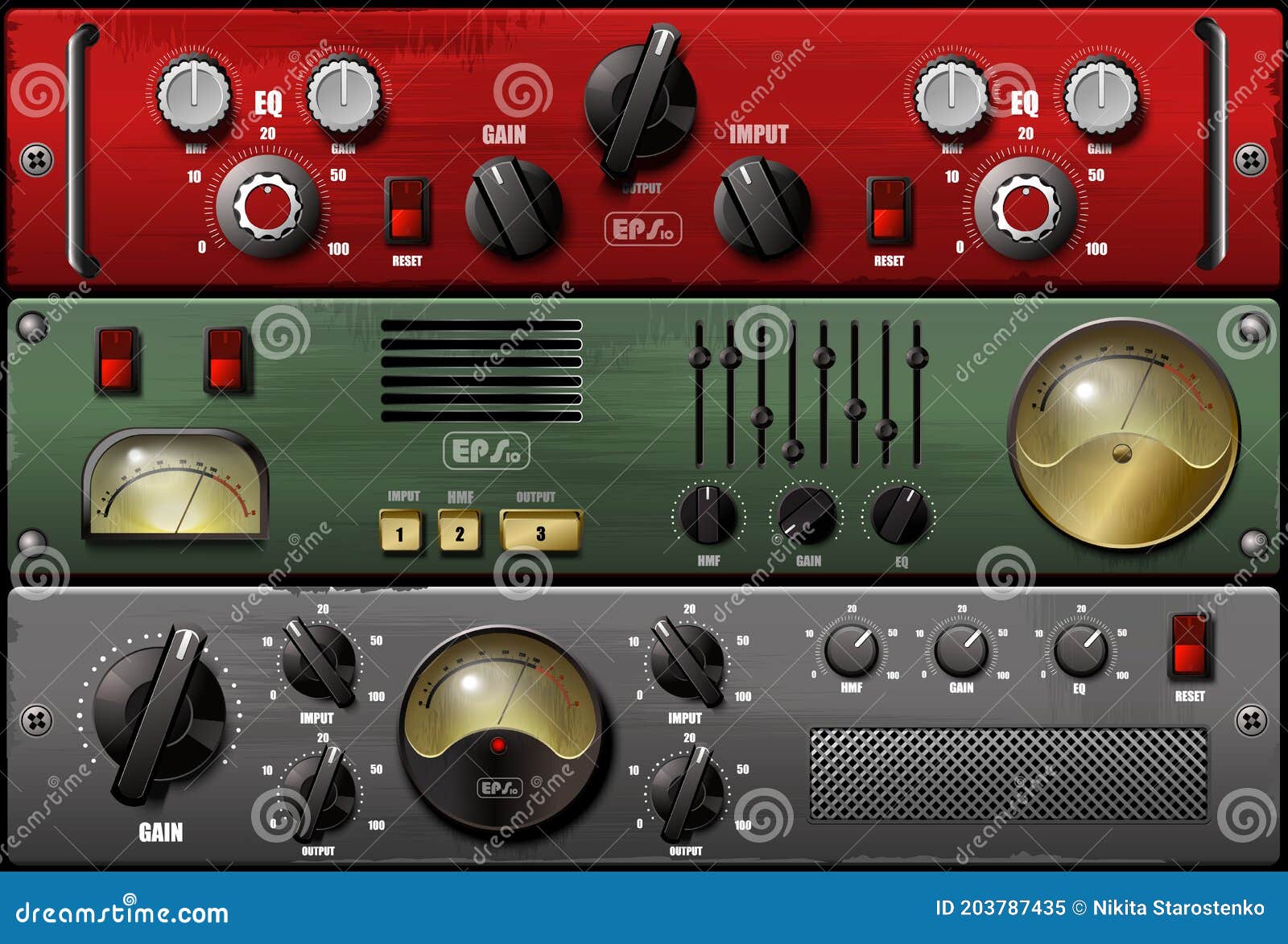 Realistic Virtual Equalizers Compressors Stock Illustrations – 11 ...