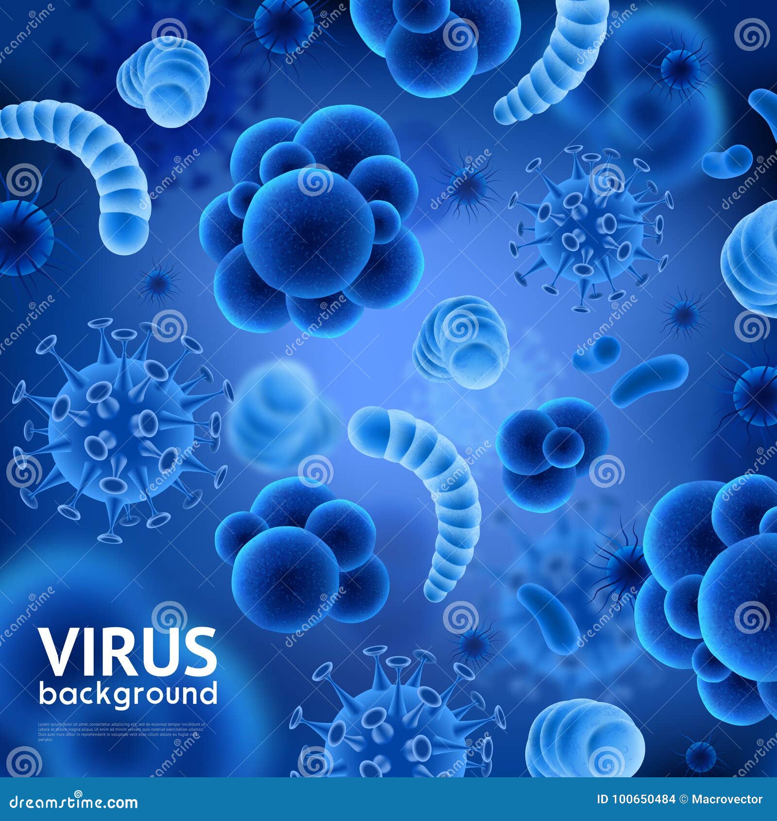 Realistic Viruses Background Stock Vector - Illustration of organism ...