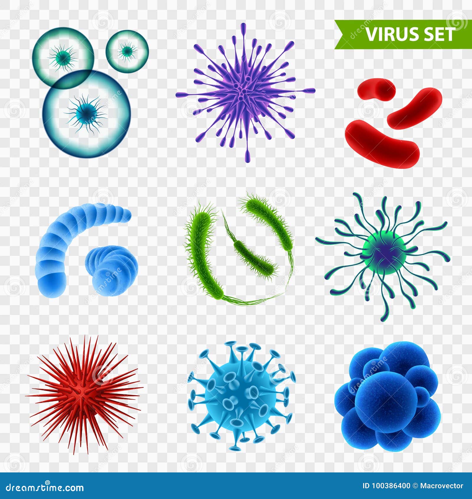Realistic Viruses on Transparent Background Set Stock Vector ...