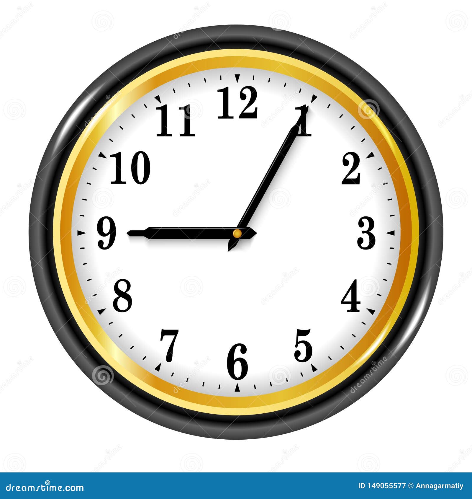 Realistic wall clock stock vector. Illustration of clock - 149055577