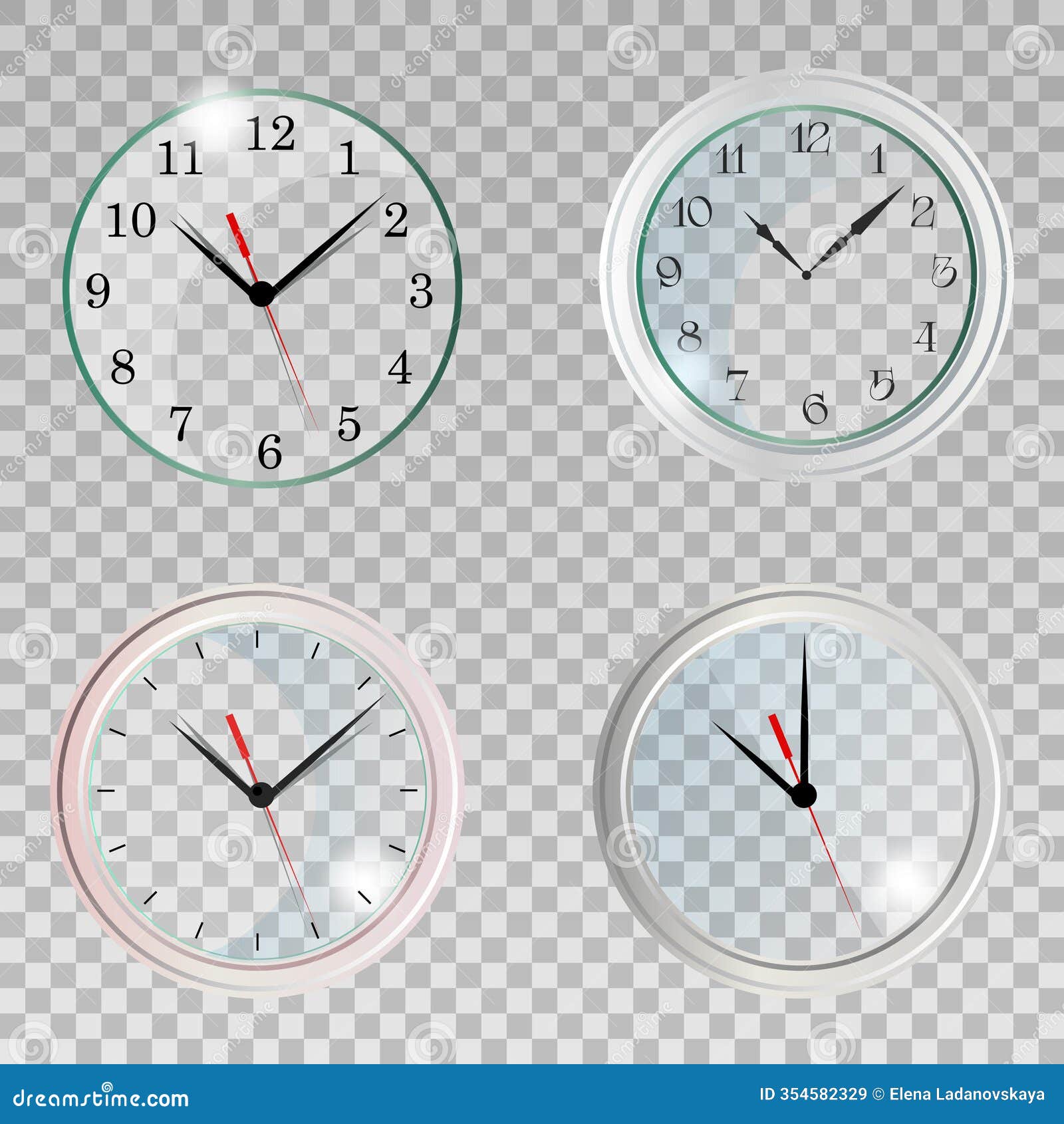 Realistic Wall Clock On Transparent Background. Vector. | CartoonDealer ...