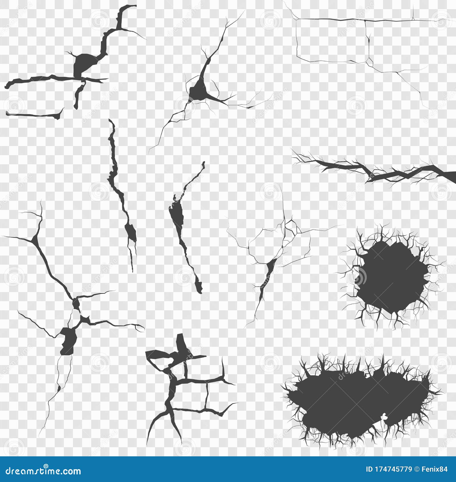 Realistic Wall Cracks. Grunge Vector Texture with Scratches and Cracks ...