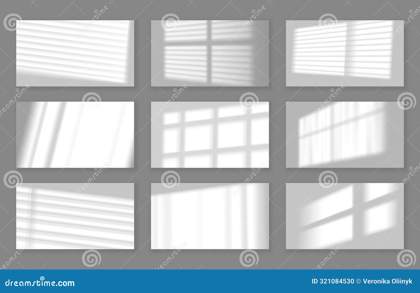 Realistic Wall With Gobo Shadow. Window Frame And Blinds Shadows Cast ...