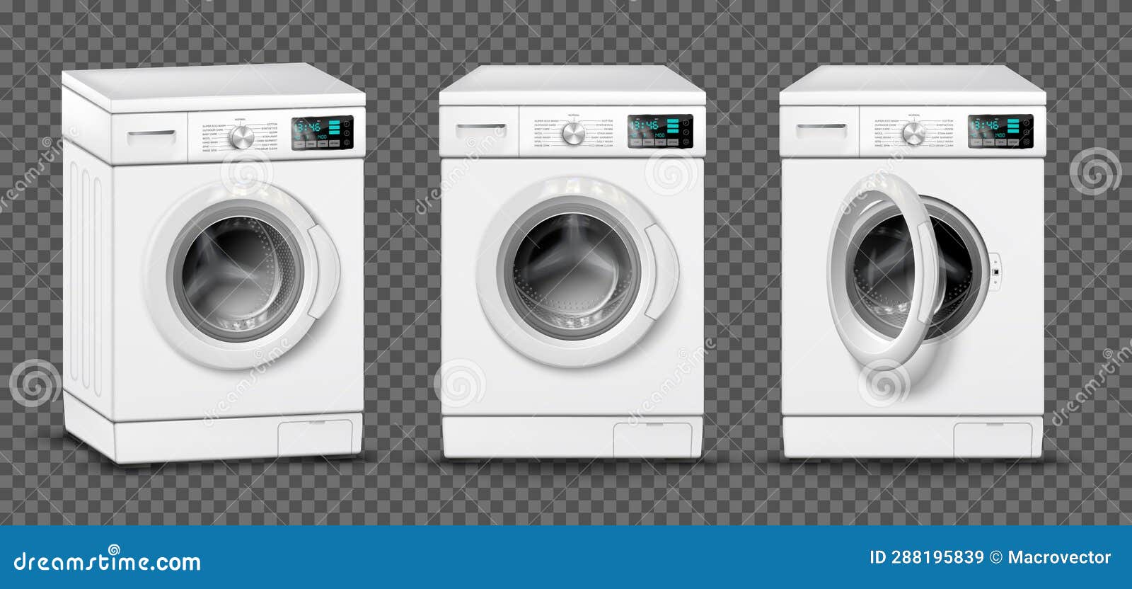 Realistic Washing Machines Set Stock Vector - Illustration of domestic ...
