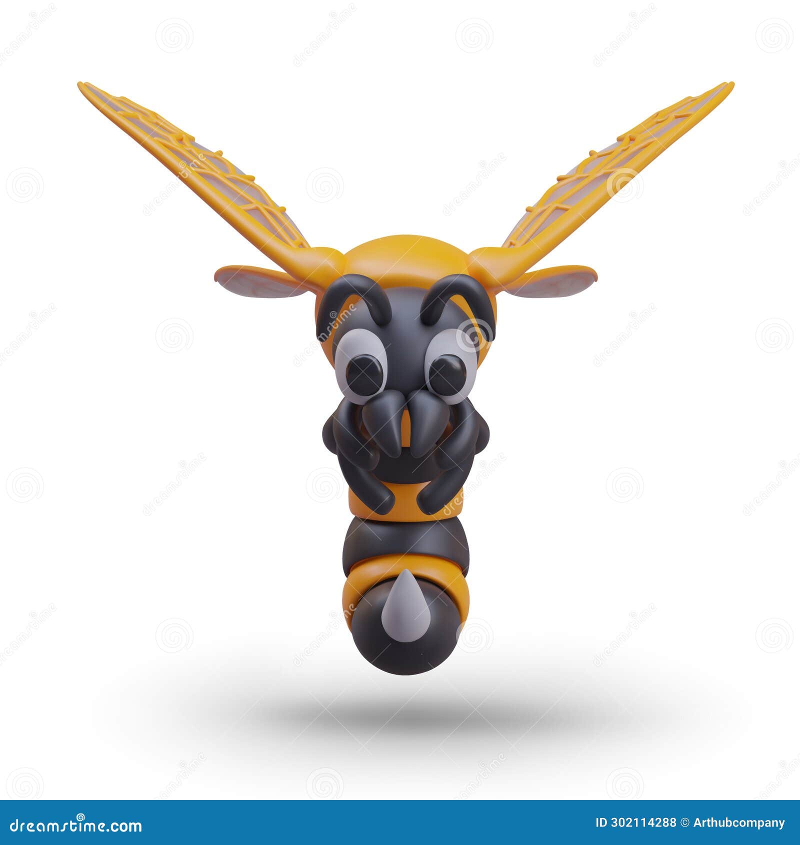 Realistic Wasp, Front View. Predatory Insect in Cartoon Style Stock ...