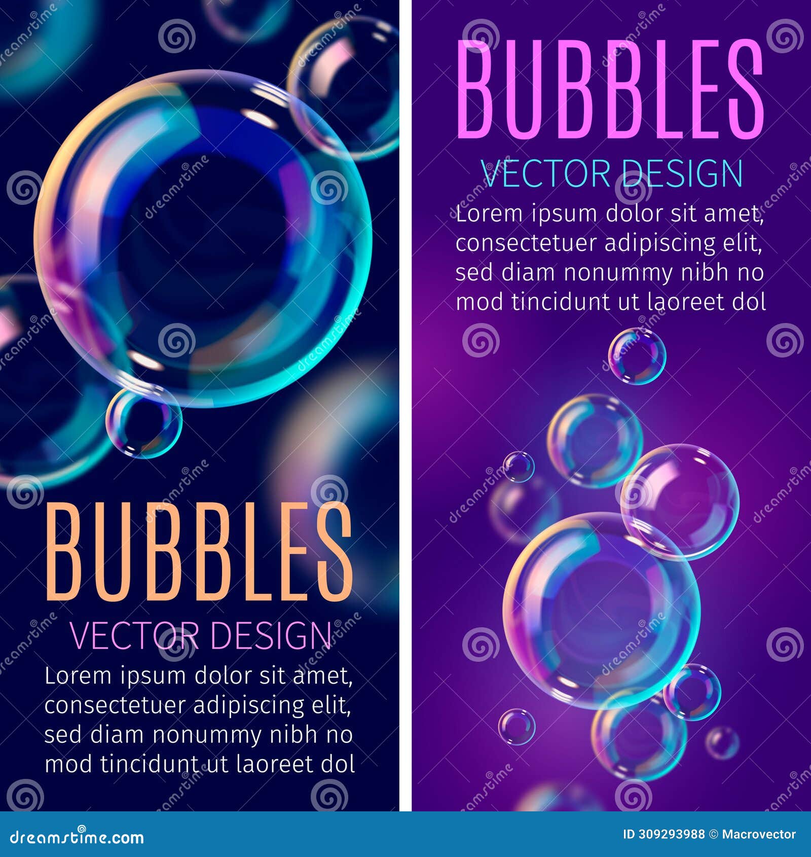 Realistic Water Bubbles Banner Set Stock Illustration - Illustration of ...