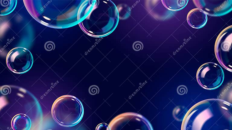 Realistic Water Bubbles Frame and Background Stock Illustration ...