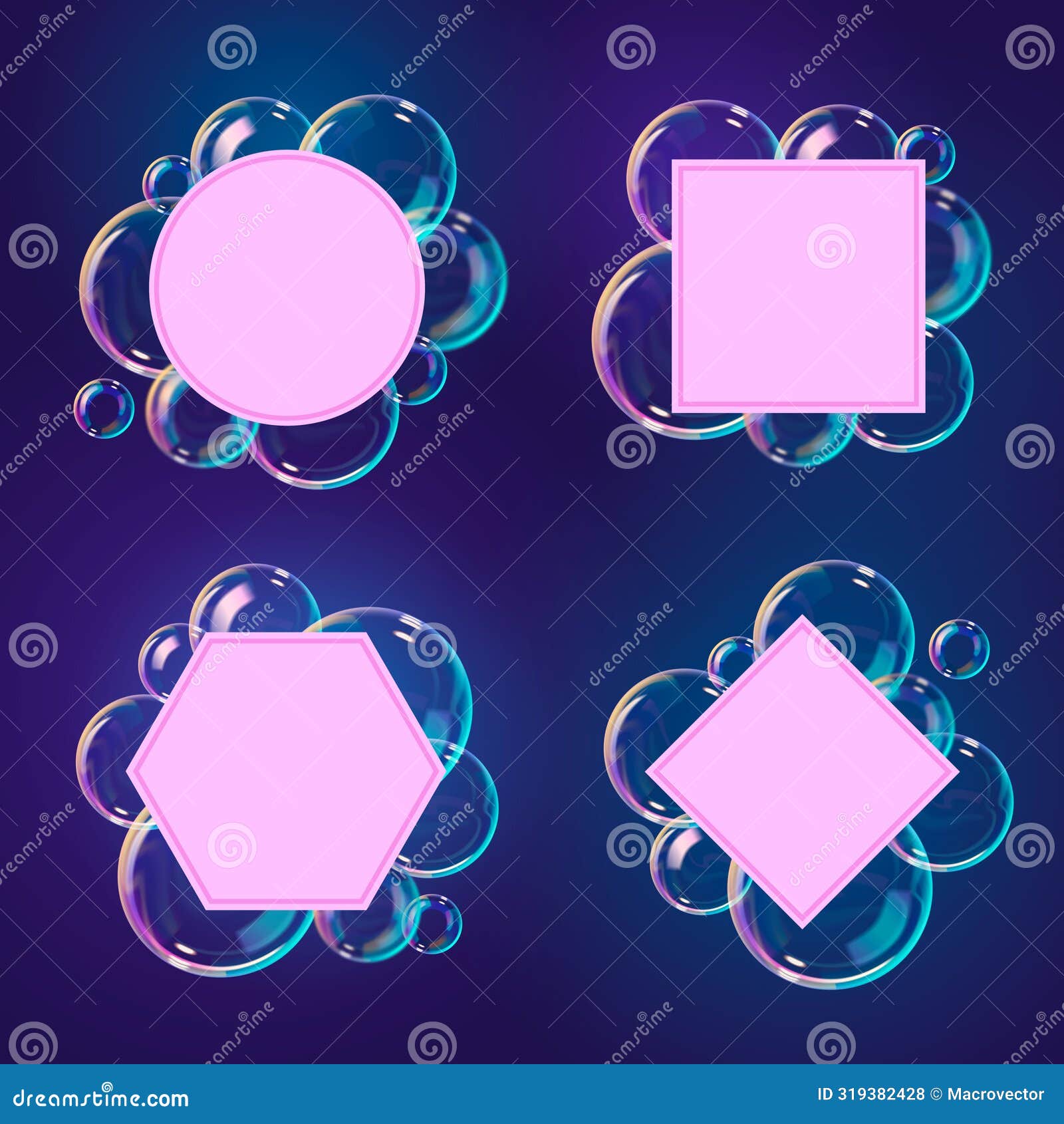 Realistic Water Bubbles Labels Set Stock Illustration - Illustration of ...