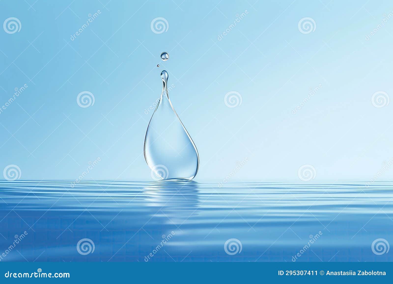 Realistic Water Drop Falling on Blue Sea Background Stock Illustration ...