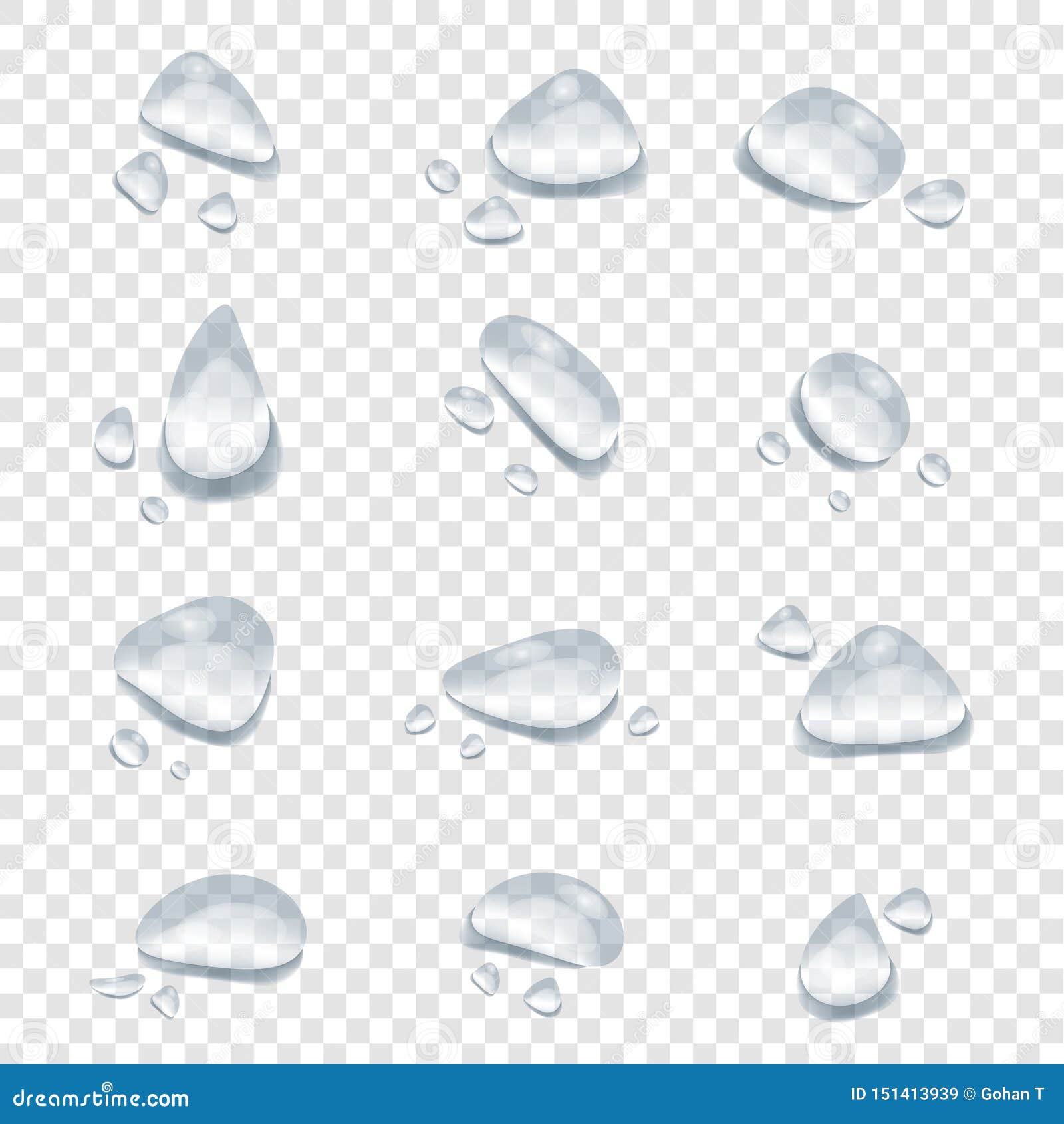 Realistic Water Drop Vectors Isolated On Transparency Background, Clear ...