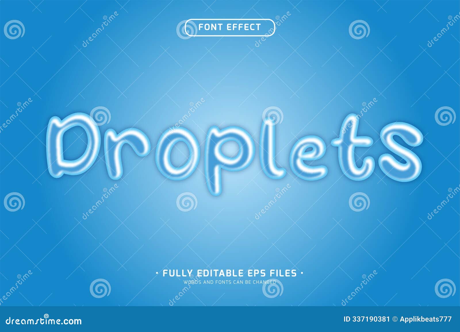 Realistic Water Droplets 3d Text Effect Stock Vector - Illustration of ...