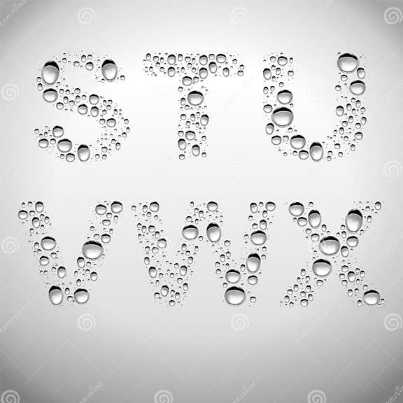 Realistic Water Drops Font from S To X Stock Vector - Illustration of ...