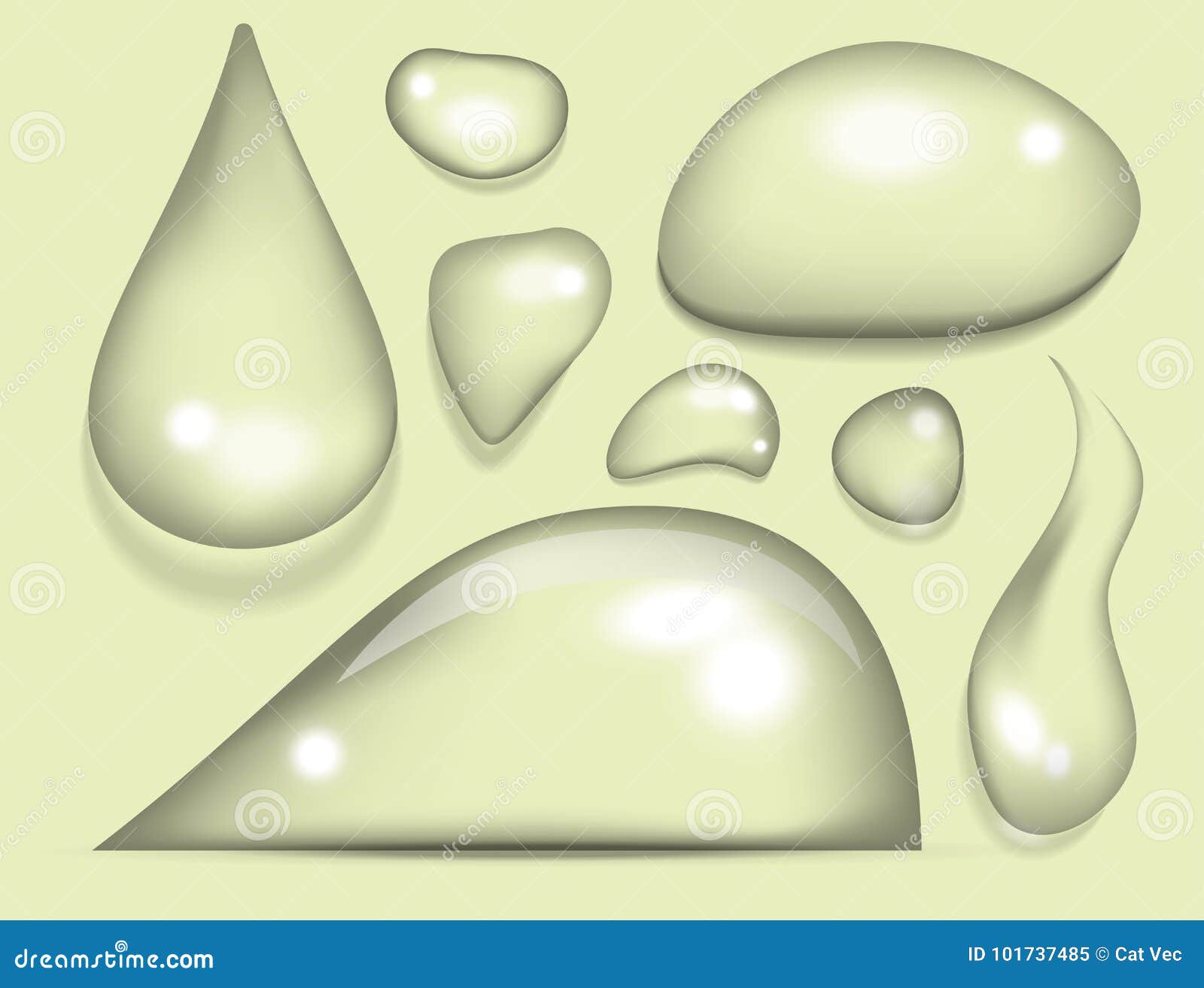 Realistic Water Drops Liquid Transparent Raindrop Splash Vector ...