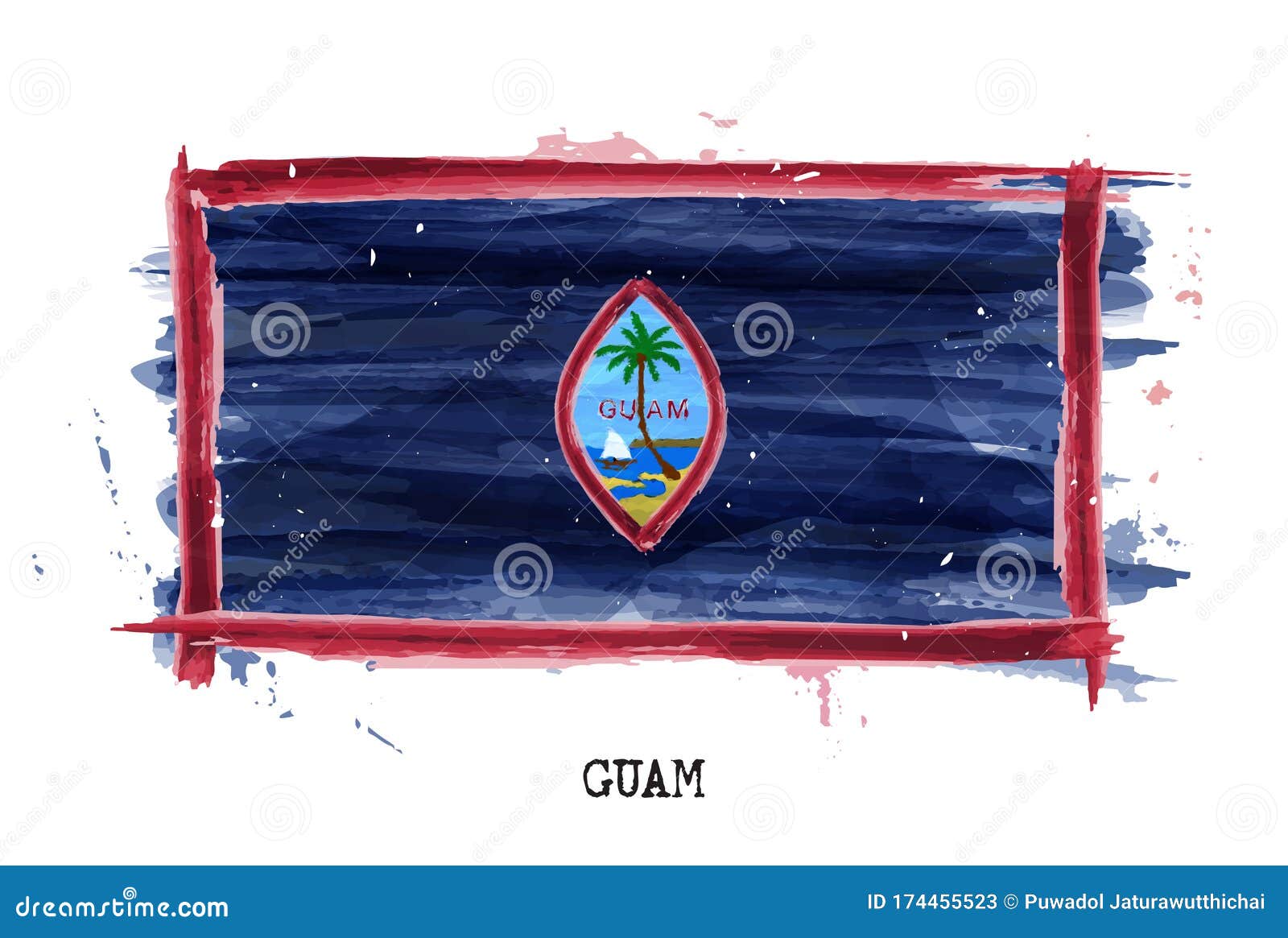 Guam Vector Dot Grey Outline Triangle Perspective Modern Map ...