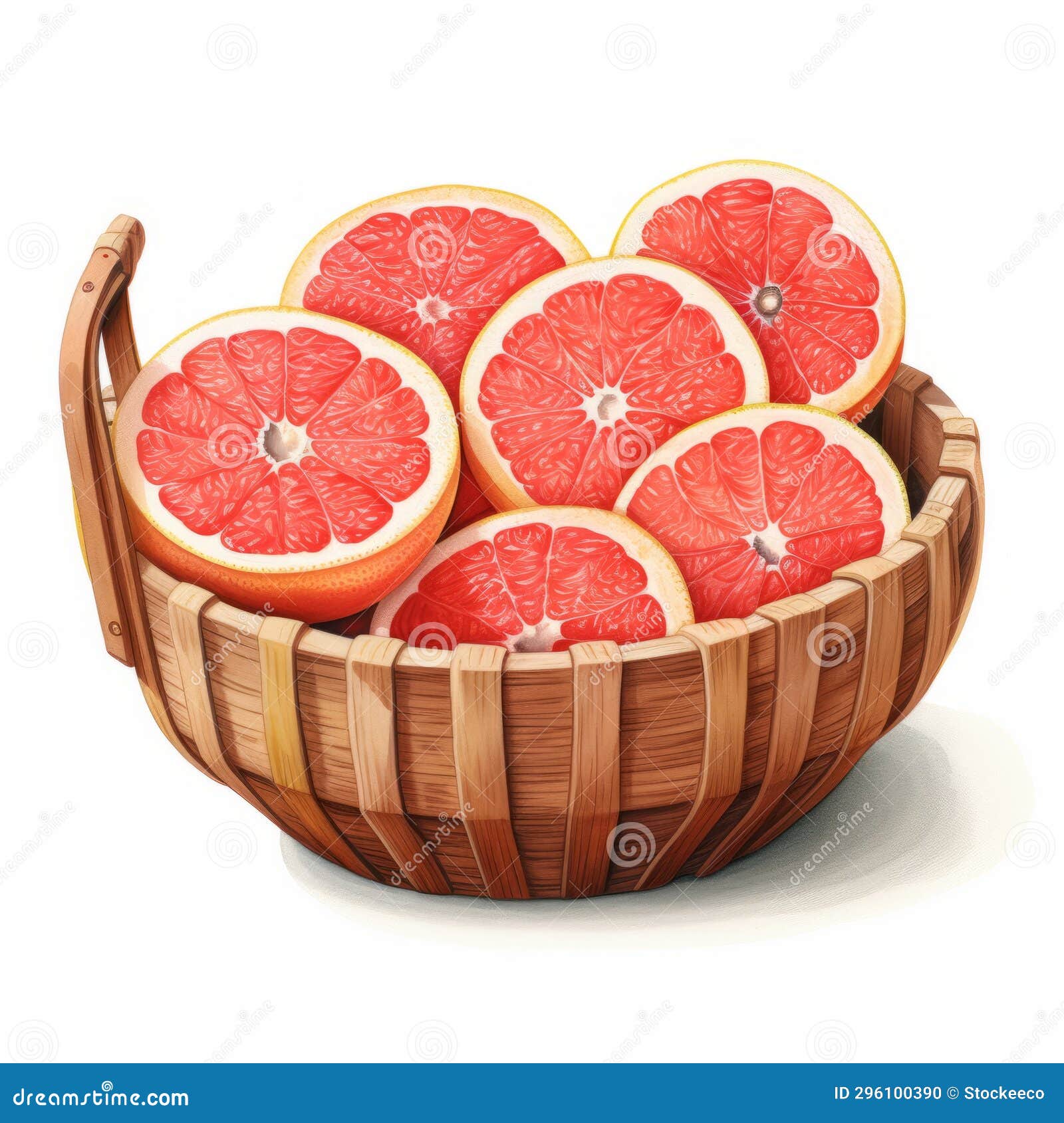 Realistic Watercolor Portrait of Grapefruit in a Basket - Vector ...