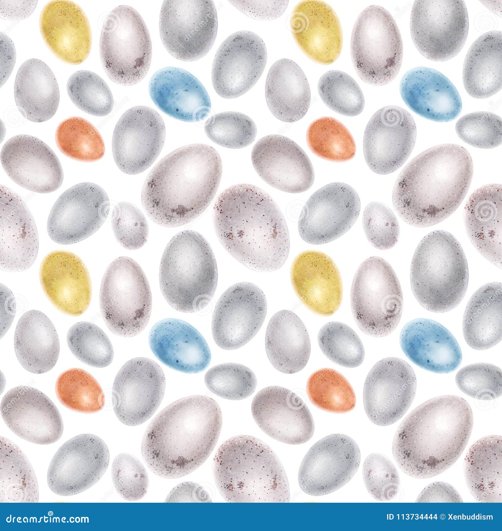 Realistic Watercolor Seamless Pattern with Eggs Stock Photo - Image of ...