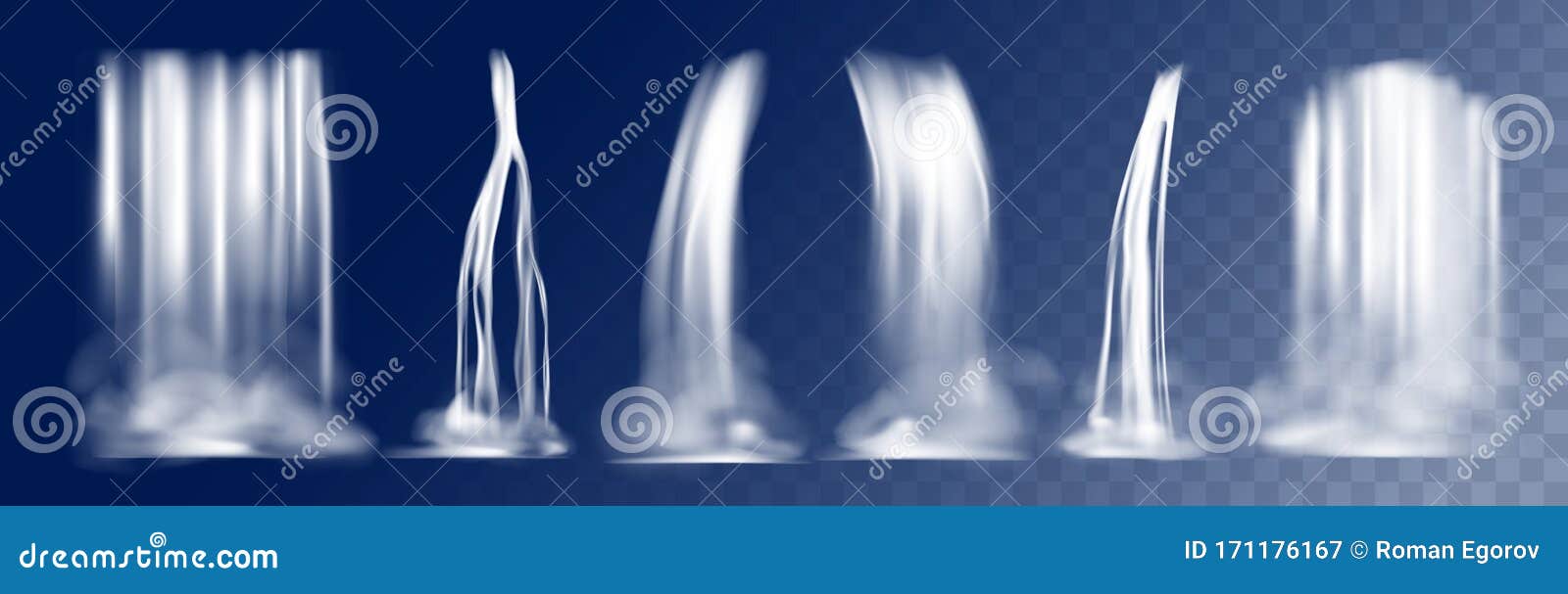 Realistic Waterfall. Cascade Falling Water Isolated on Transparent ... Realistic Waterfall. Cascade Falling Water Isolated on Transparent ...