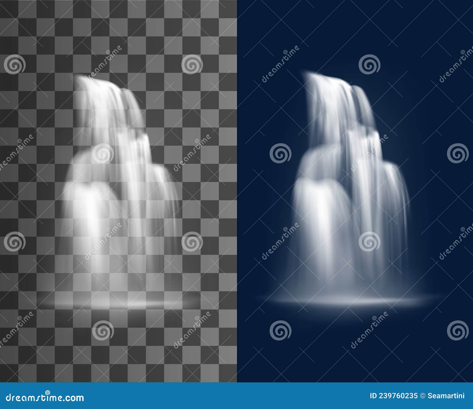 Realistic Waterfall Cascade of Water Falling Flow Stock Vector ...