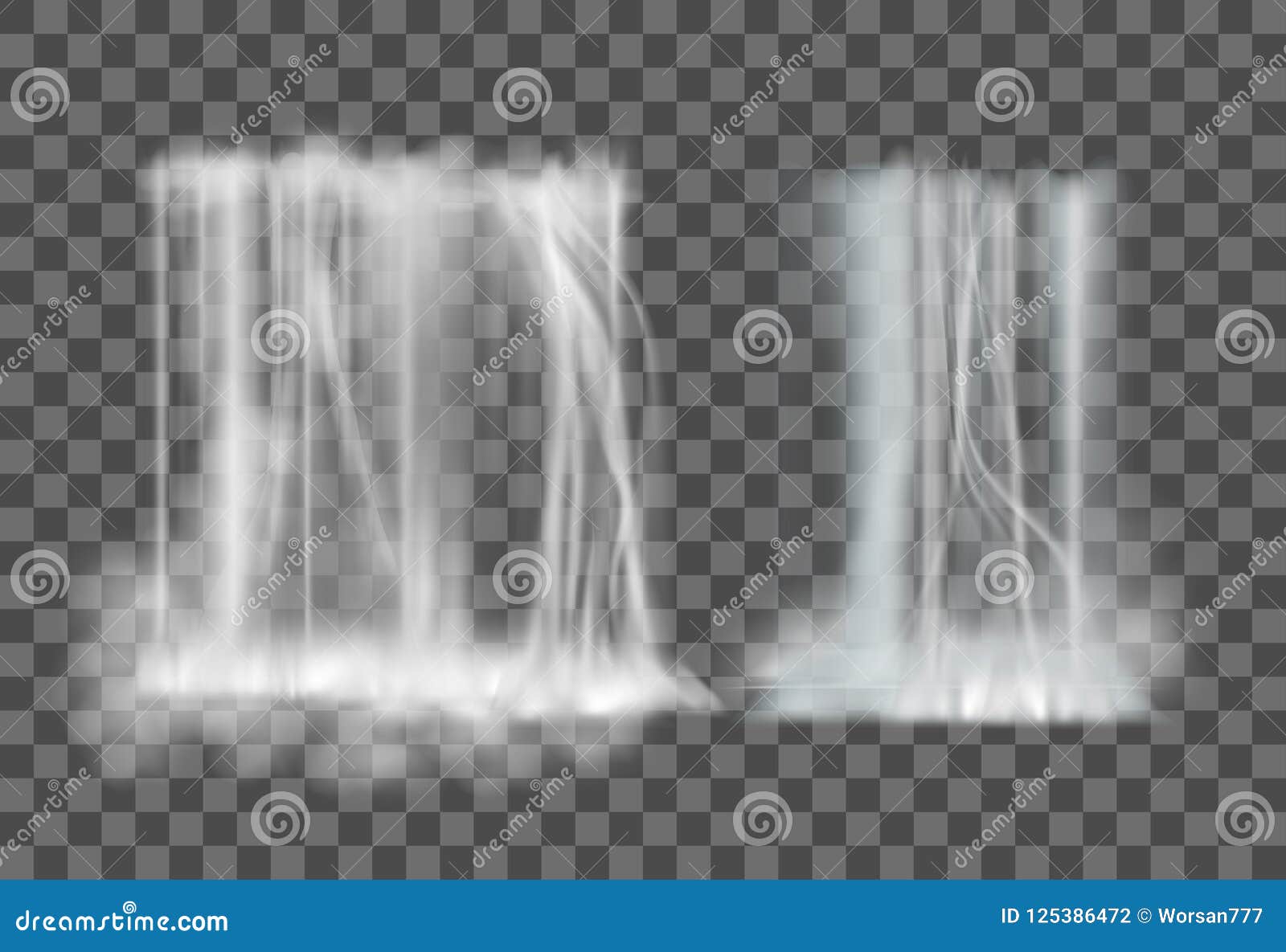Realistic Waterfall Set Isolated On Transparent Background. Vector ...