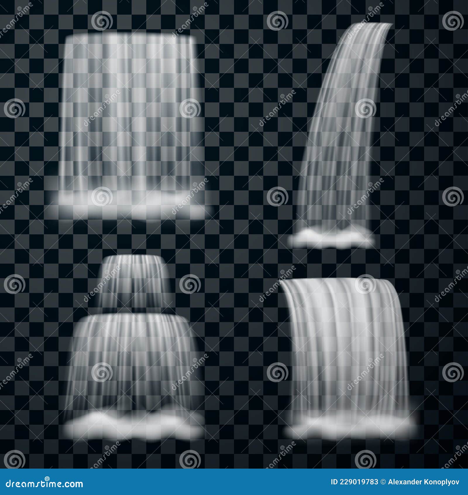 Realistic Waterfall Set Isolated On Transparent Background. Vector ... Realistic Waterfall Set Isolated On Transparent Background. Vector ...