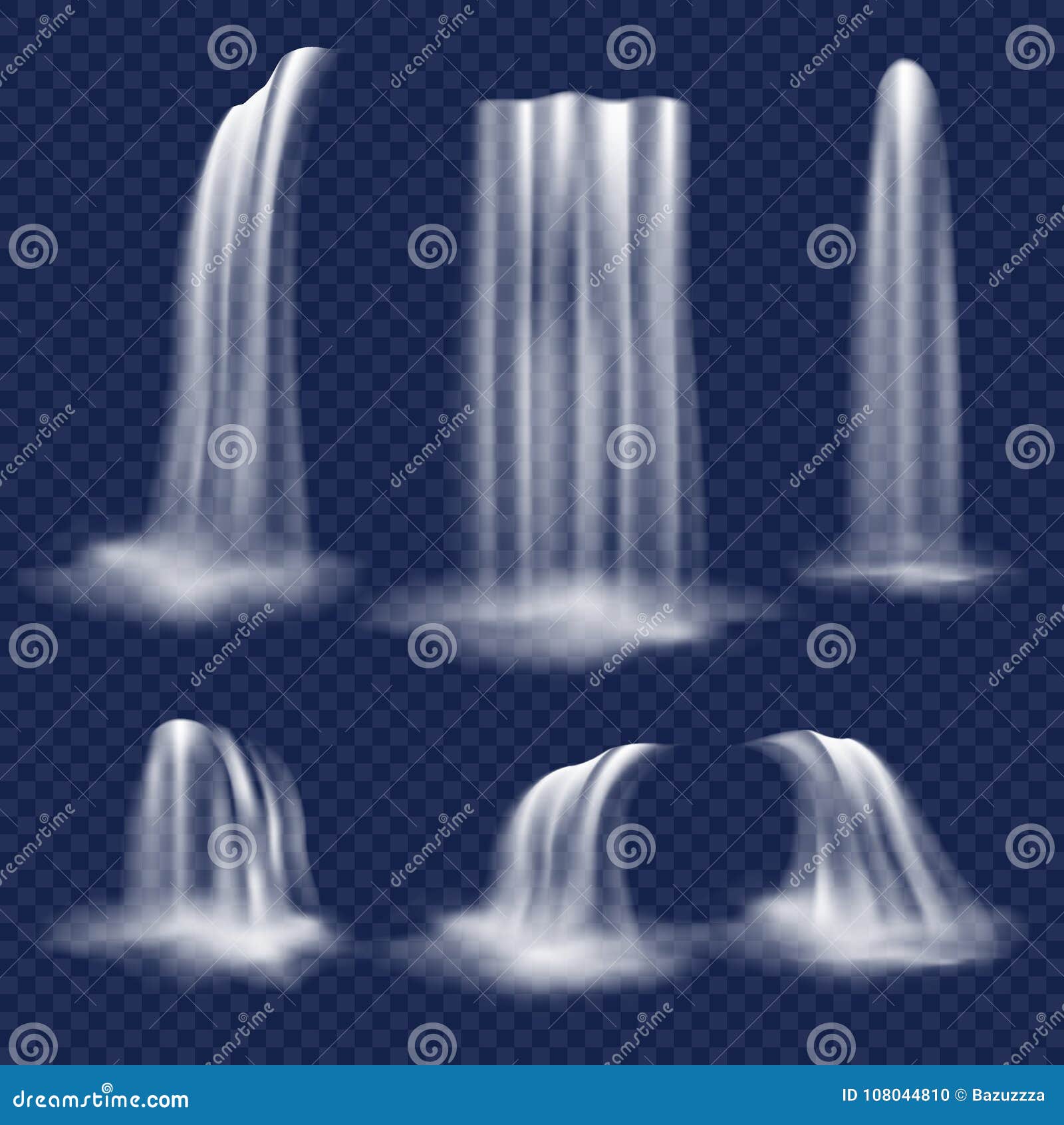 Realistic Waterfall Set Isolated On Transparent Background. Vector ... Realistic Waterfall Set Isolated On Transparent Background. Vector ...