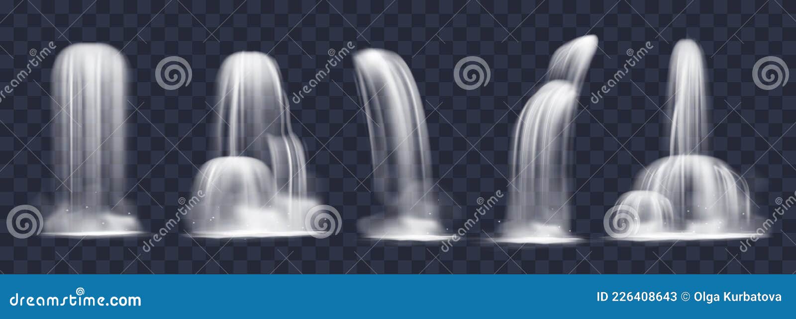Realistic Waterfalls. Isolated Simple and Cascade Aqua Flows. 3D ...
