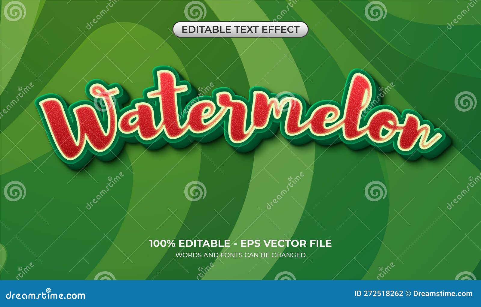 Realistic Watermelon Text Effect. Editable Red, Green, and White Font ...